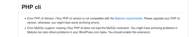 How to solve the error message "Your PHP CLI version is not compatible with the Matomo ...