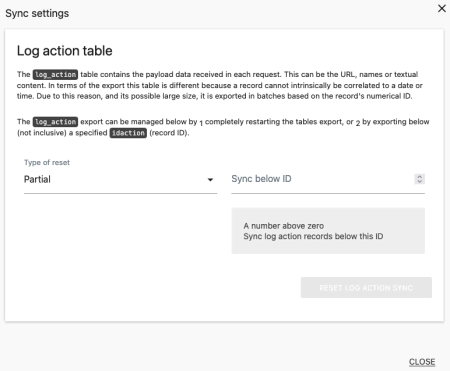 How to reset the log_action table export in the Data Warehouse Connector FAQ - Matomo Cloud ...
